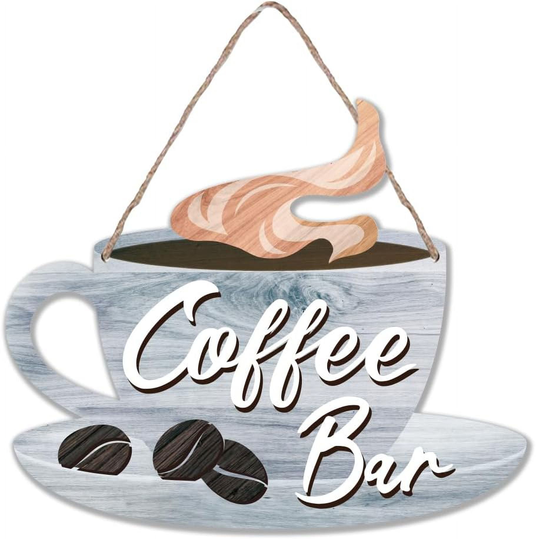 Wood Coffee Bar Sign Coffee Signs Decor for Coffee Bar Wall Hanging ...