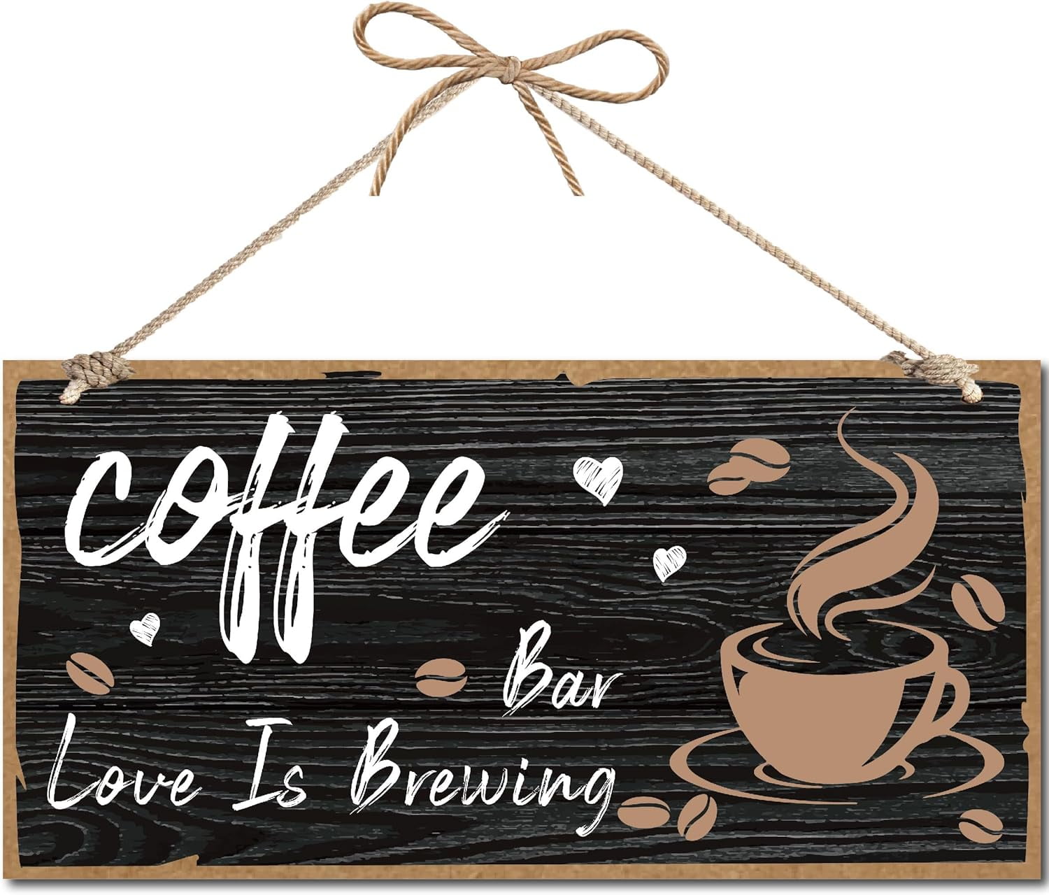 Wood Coffee Sign Coffee Bar Sign DIY for Front Door Wood Plaque Hanging ...