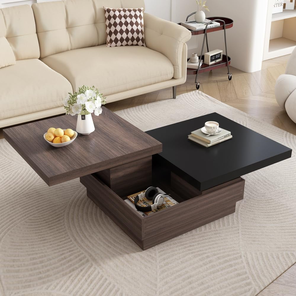 Wood Coffee Table for Living Room - Modern Coffee Table with Storage ...