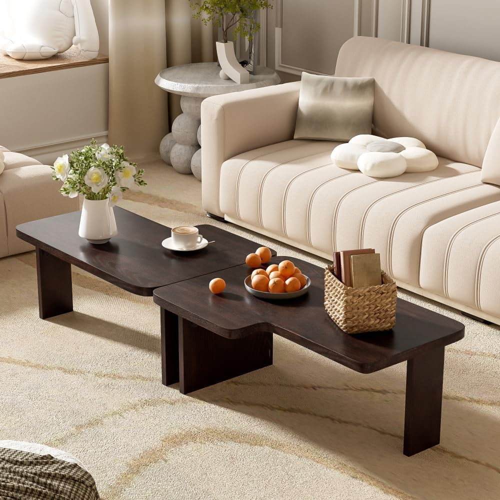 Wood Coffee Table for Living Room - Modern Coffee Table with Storage ...