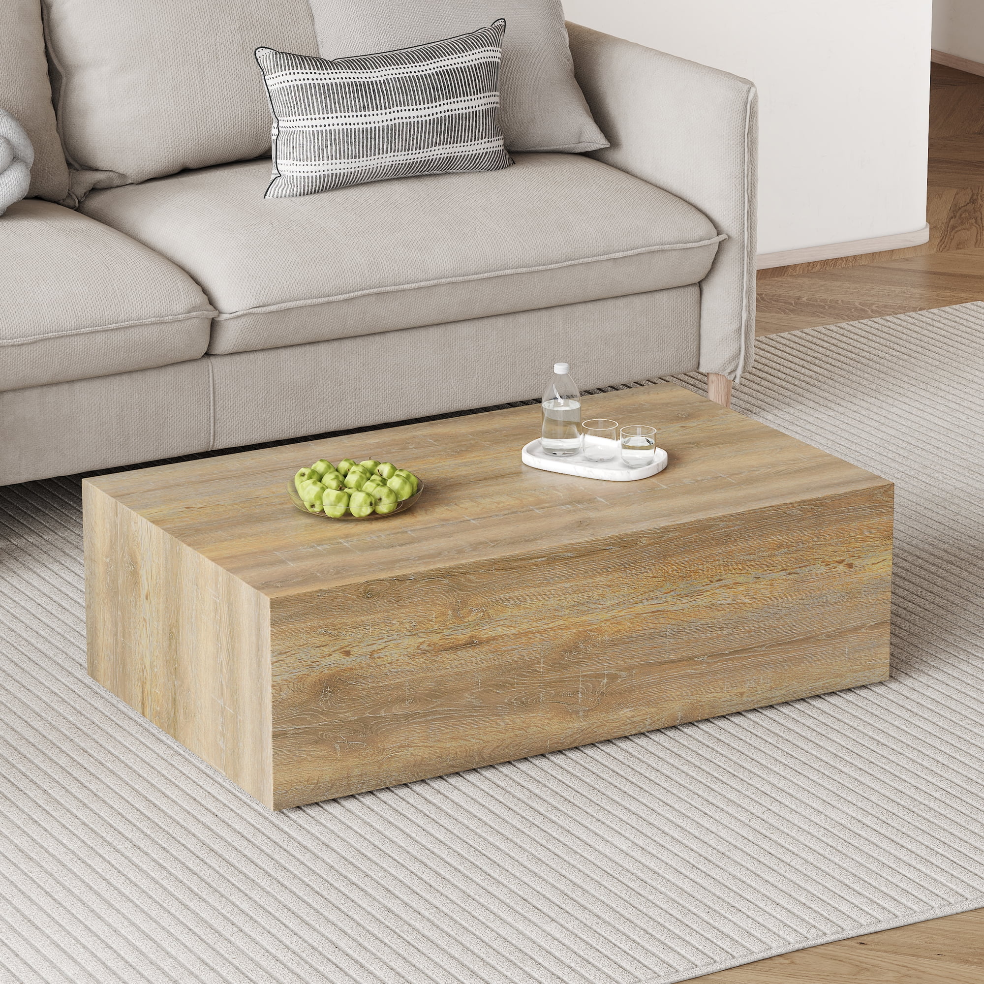 Wood Coffee Table, Rectangle MDF Sofa Side Table for Living Room ...