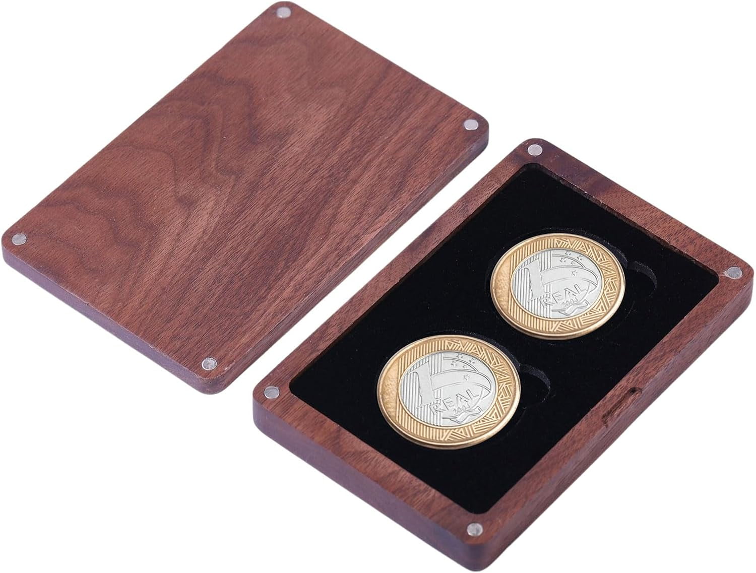 Wood Coin Display Box with Lids Coin Display Case Black Velvet Coins ...
