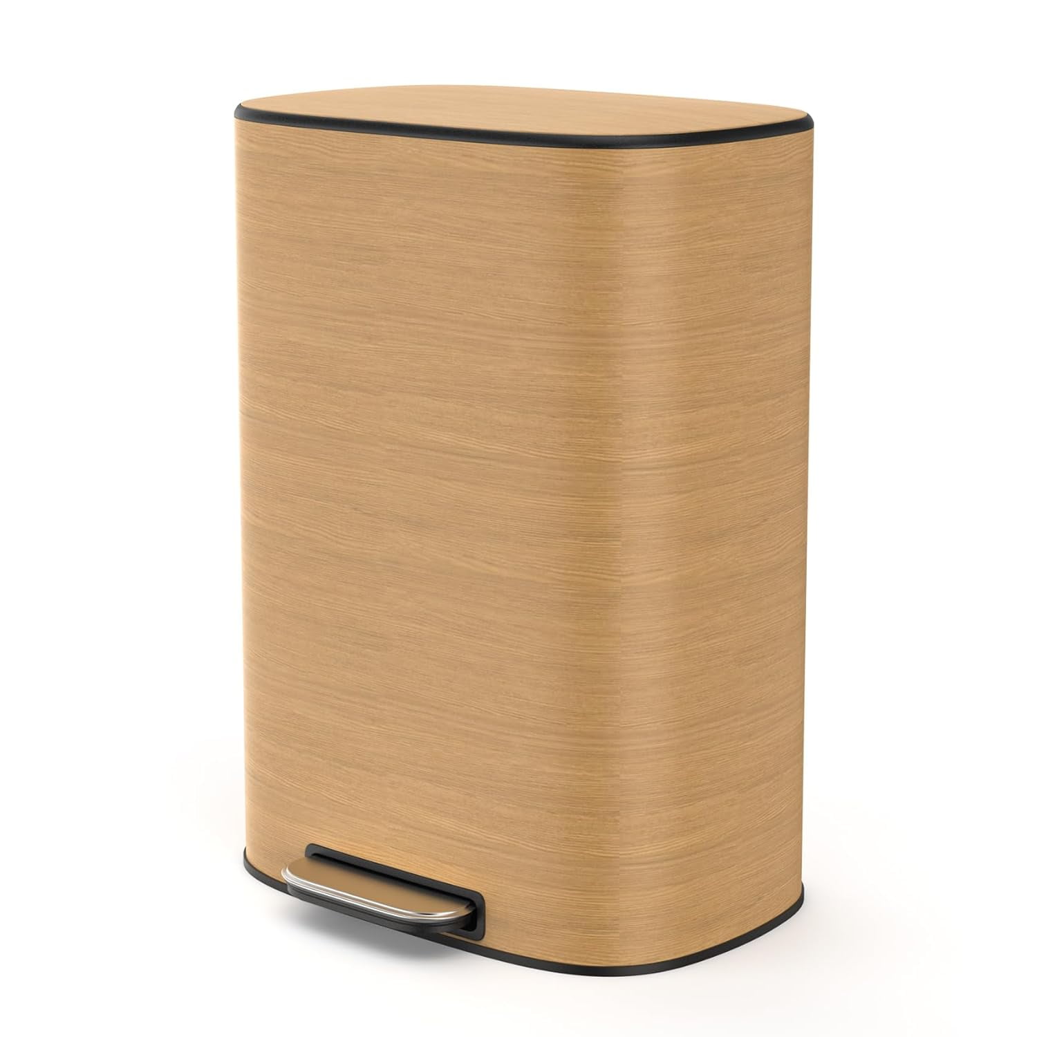 Wood Color 13 Gallon Stainless Steel Foot Pedal Large Trash Can with ...