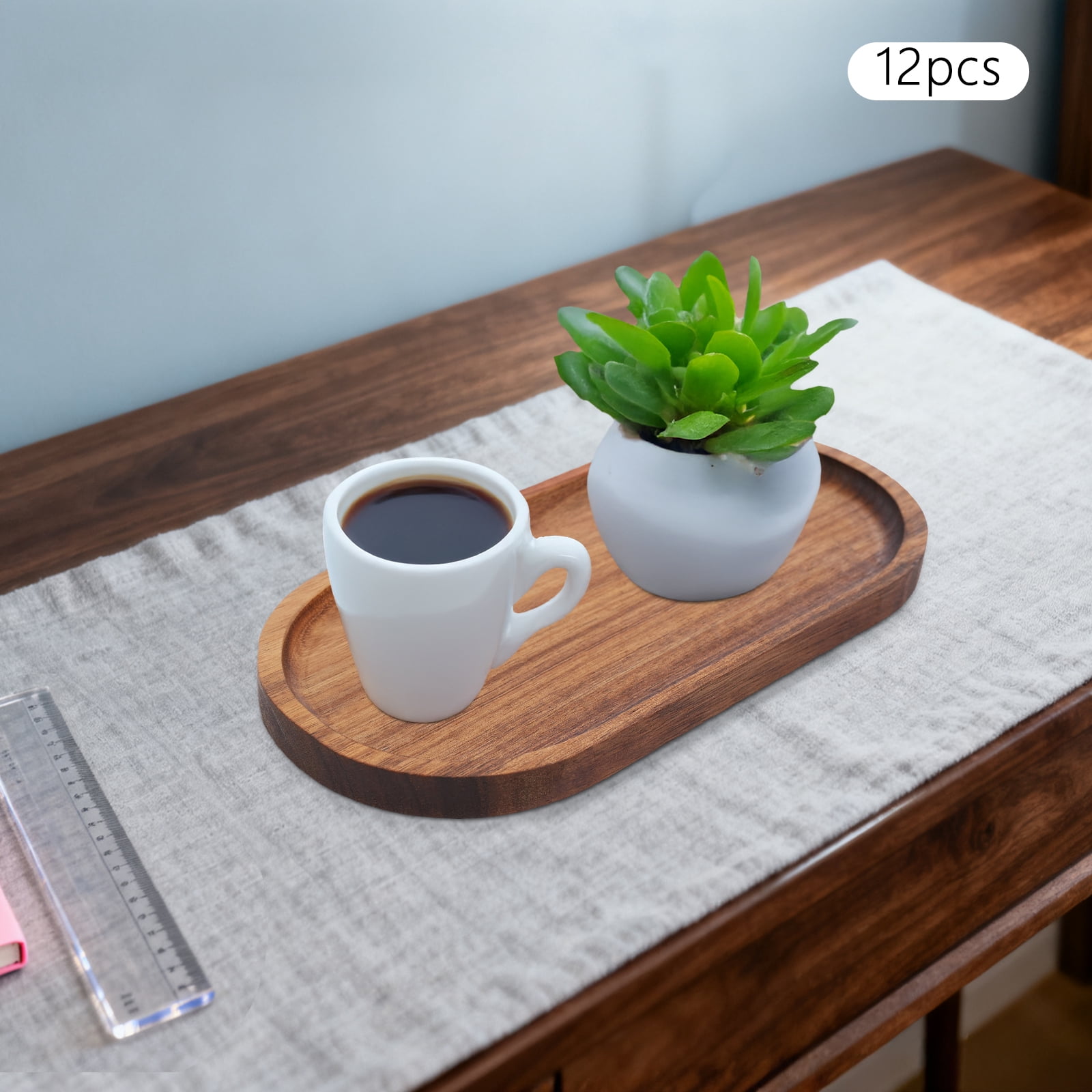 Wood-Color Oval Wooden Serving Trays (12 Pcs) For Homes, Kitchens ...