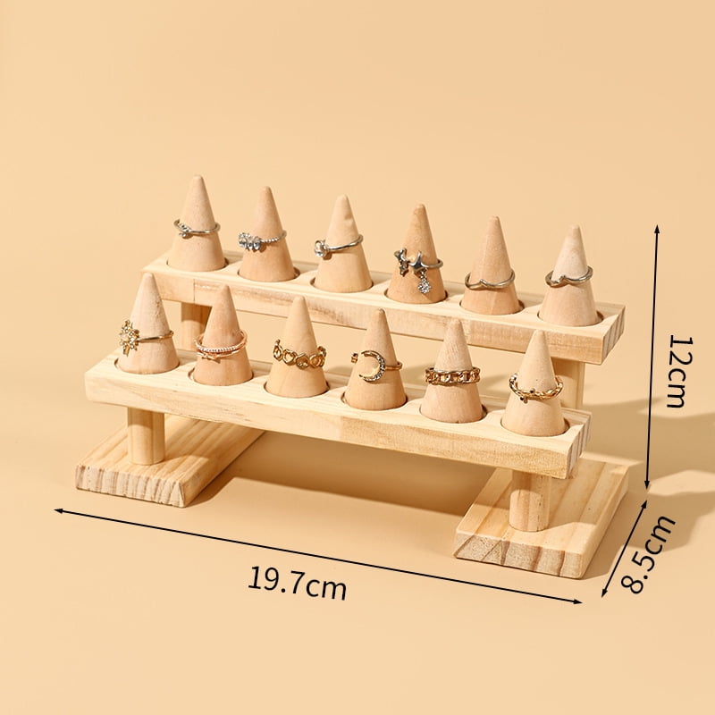 Wood Cone Ring Display Holder Ladder Jewelry Display Stand Ring ...