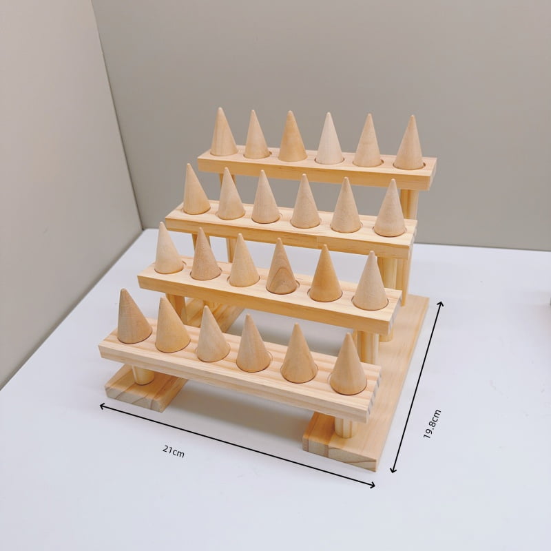 Wood Cone Ring Display Holder Ladder Jewelry Display Stand Ring ...