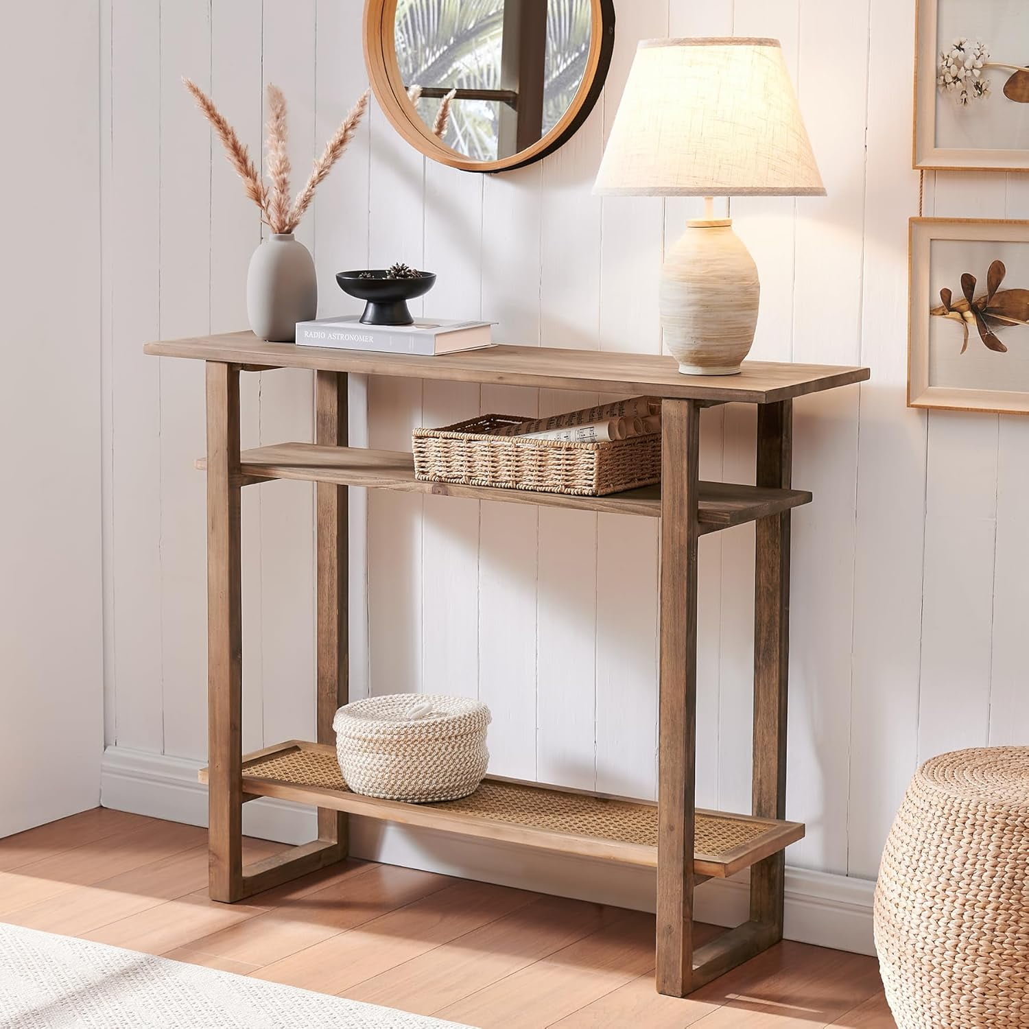 Wood Console Table – 39.4 Inches Rustic Farmhouse Entryway Table with ...