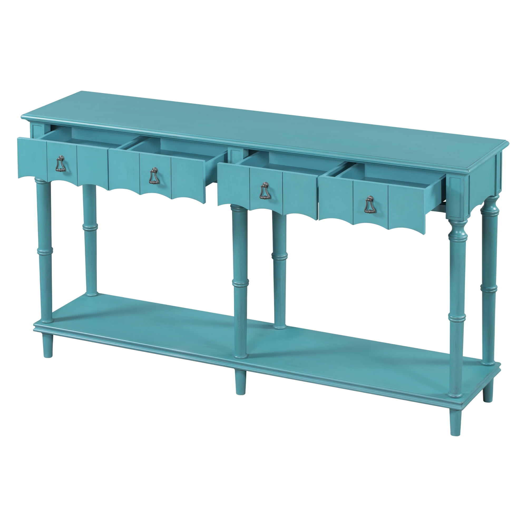 Wood Console Table with 4 Drawers, Hallway Buffet Sideboard Desk with ...