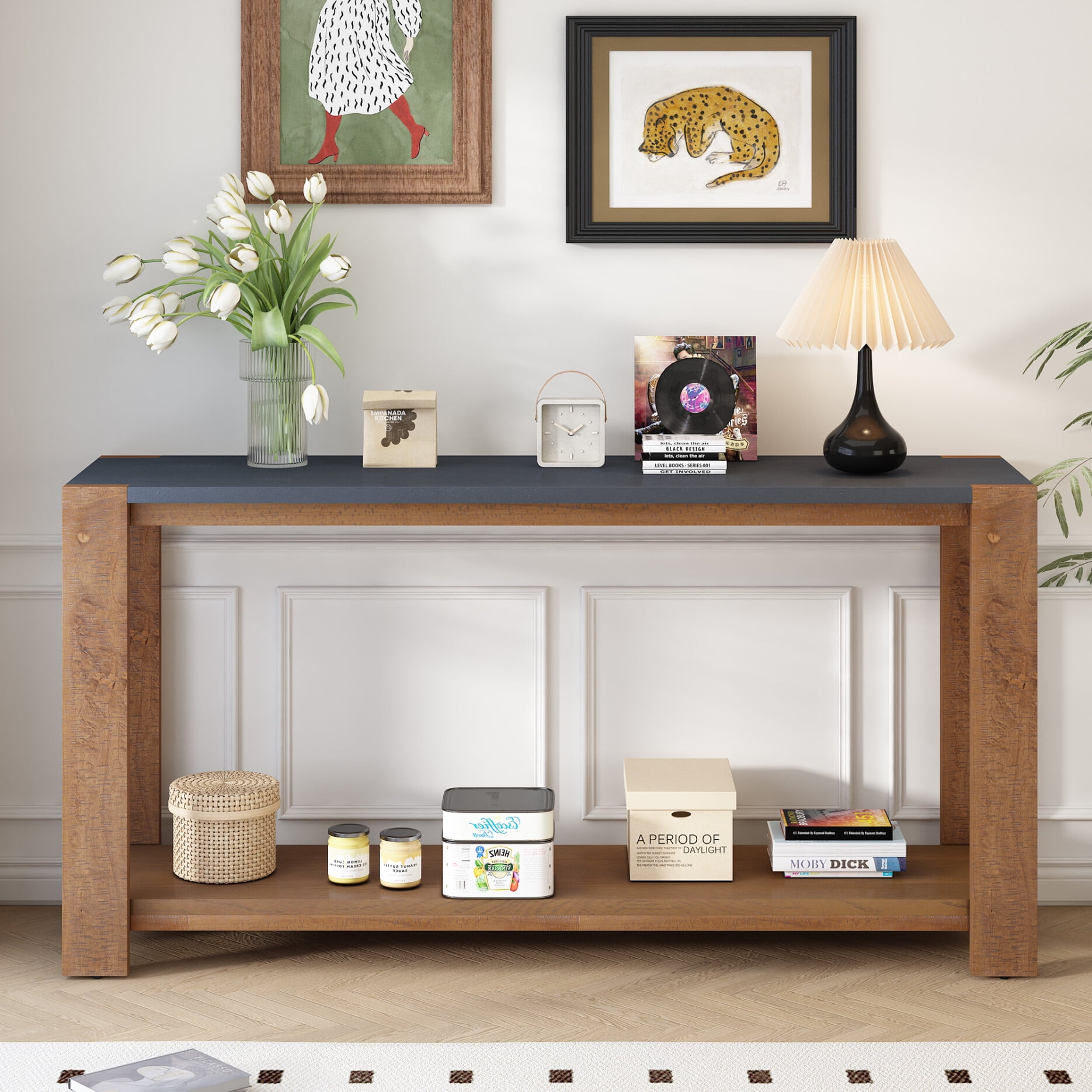 Wood Console Table, 59.80” Sofa Table, Entryway Table for Hallway ...