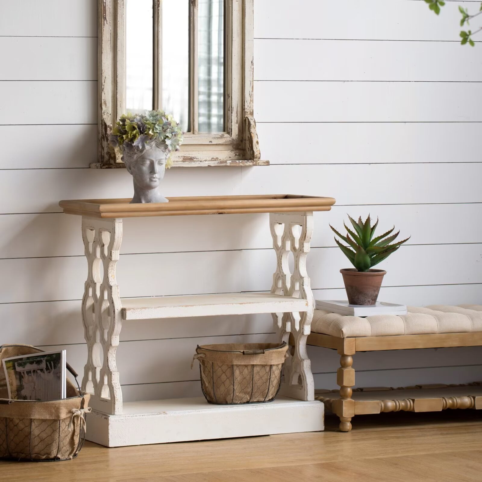 Wood Console Table Accent Sofa Table, 2-Tier Console Table for Living ...