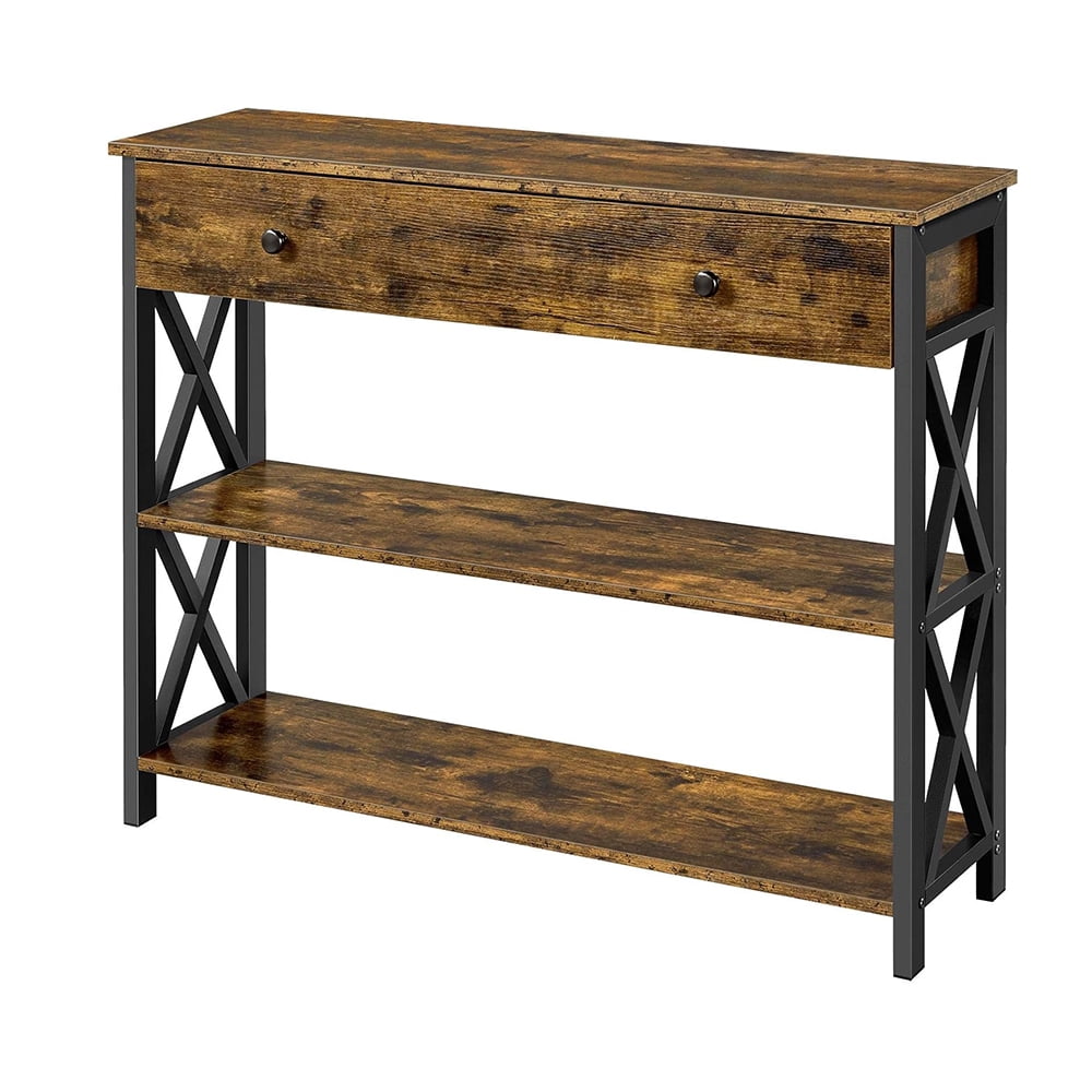 Wood Console Table with Drawer, Storage for Living Room, Industrial ...