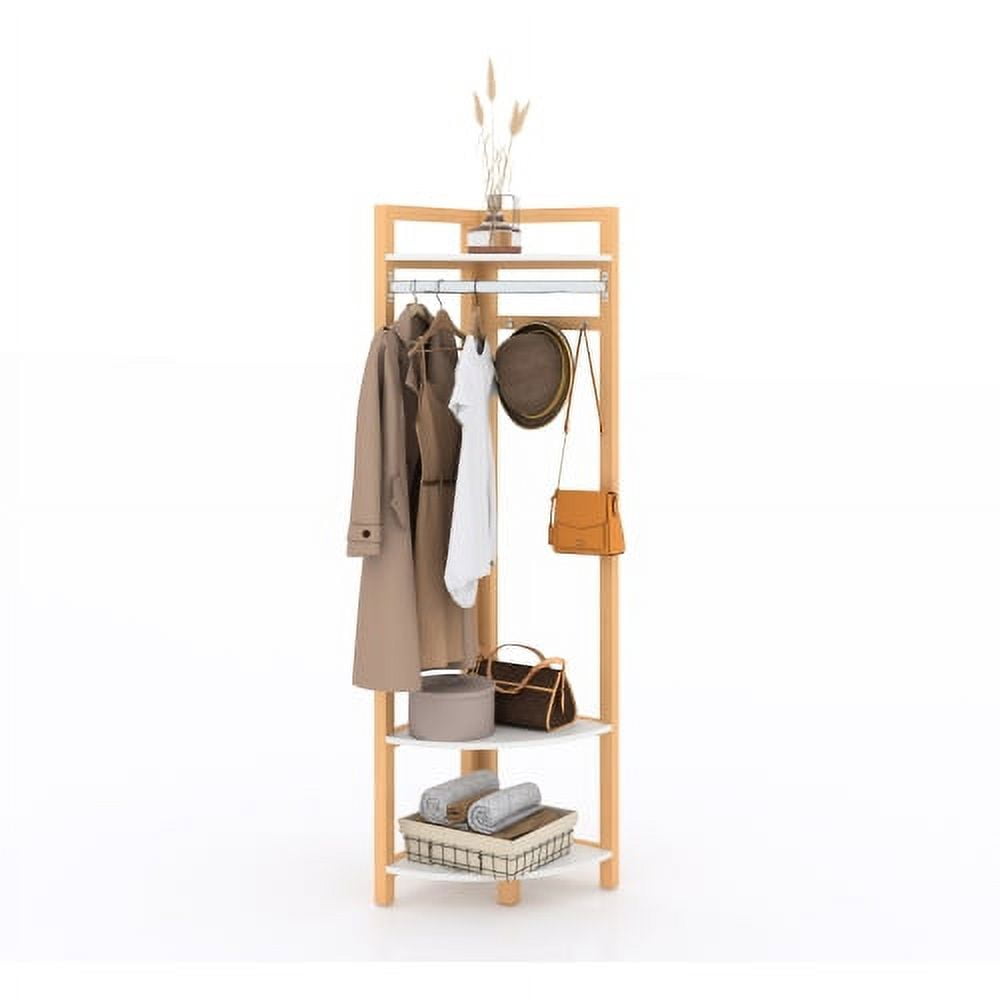 Wood Corner Floor Shelf,Coat Rack Corner Stand Storage Display Rack for ...