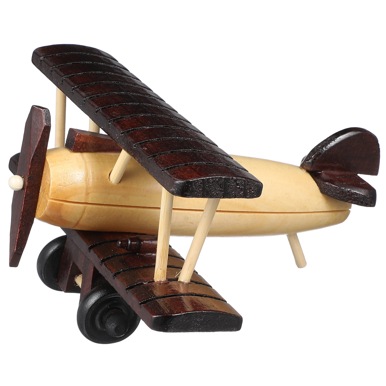 Wood Crafts for Desktop Airplane Model Toy Biplane Office Man - Walmart.com