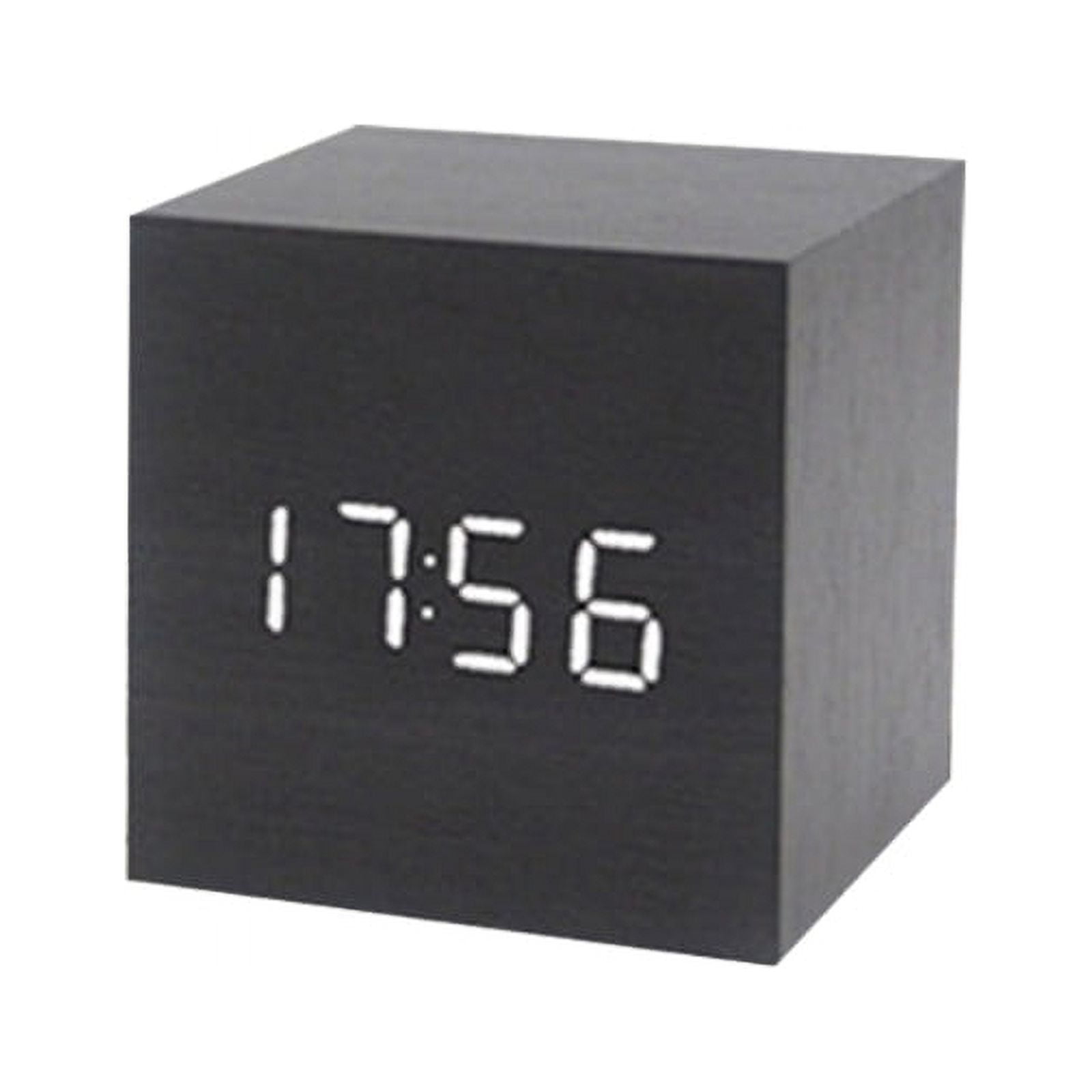 Wood Cube Voice Control Alarm Clock Bedside Table Square Clock ...