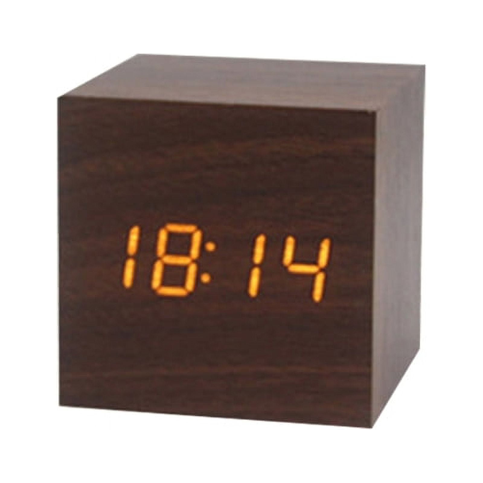 Wood Cube Voice Control Alarm Clock Bedside Table Square Clock ...