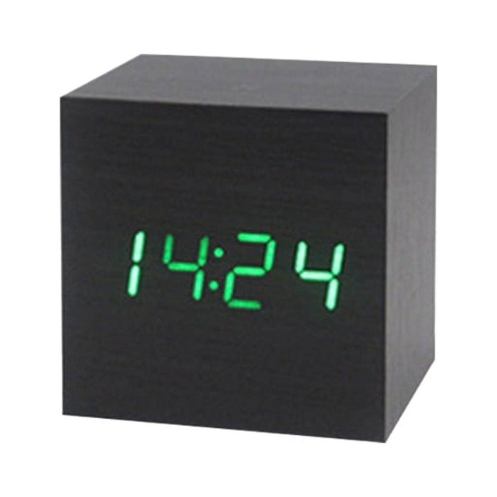Wood Cube Voice Control Alarm Clock Bedside Table Square Clock ...