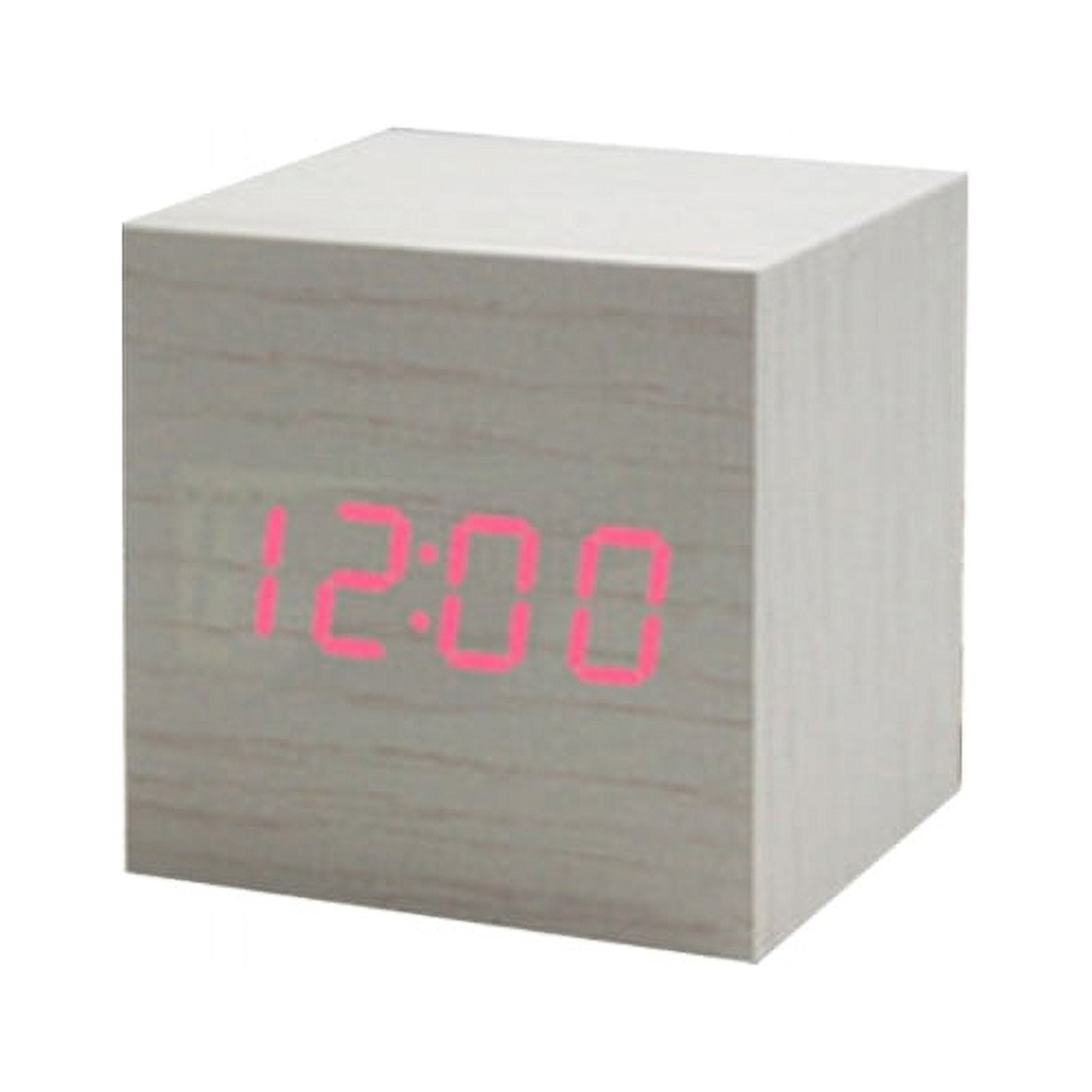 Wood Cube Voice Control Alarm Clock Bedside Table Square Clock ...