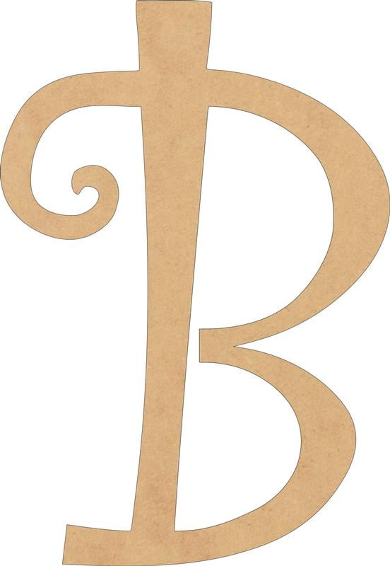 Wood Curlz Letters, Unfinished 2'' Tall Alphabet B, Wooden Craft Letter ...