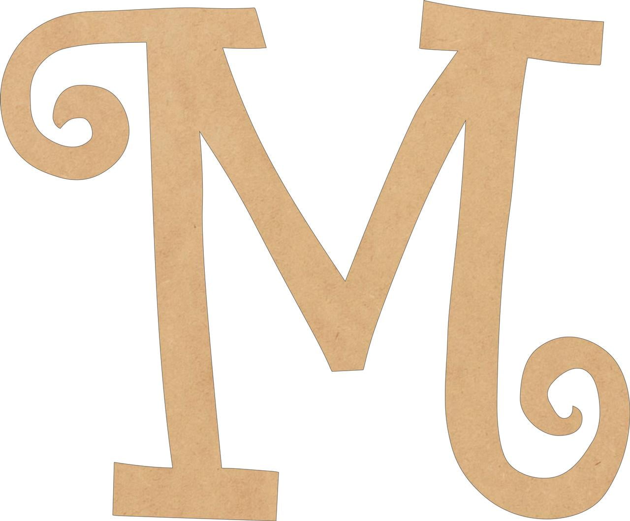 Wood Curlz Letters, Unfinished 2'' Tall Alphabet M, Wooden Craft Letter ...
