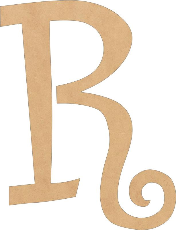 Wood Curlz Letters, Unfinished 2'' Tall Alphabet R, Wooden Craft Letter ...