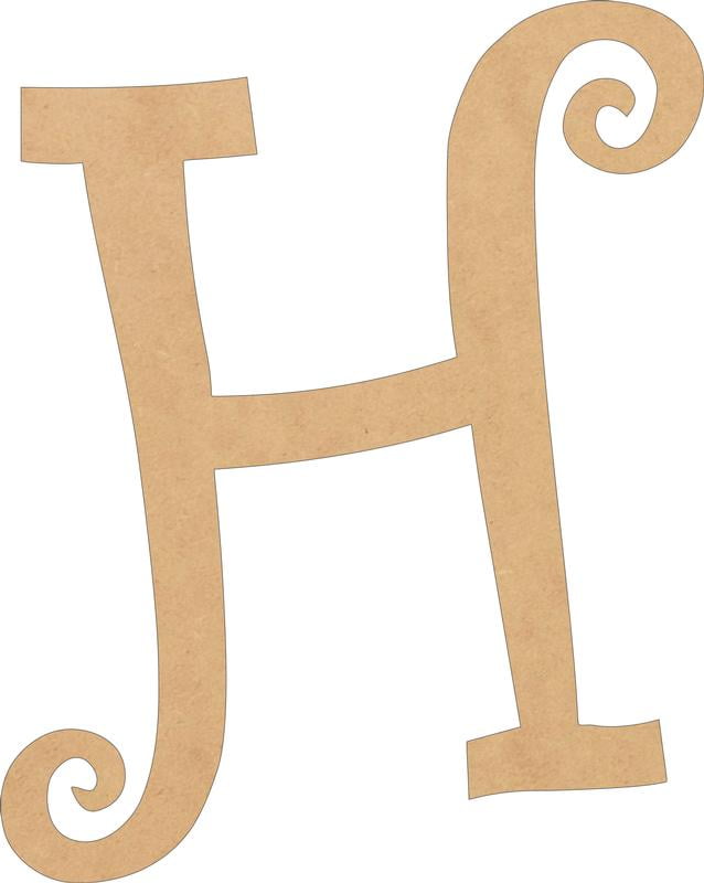 Wood Curlz Letters, Unfinished 20'' Tall Alphabet H, Wooden Craft ...
