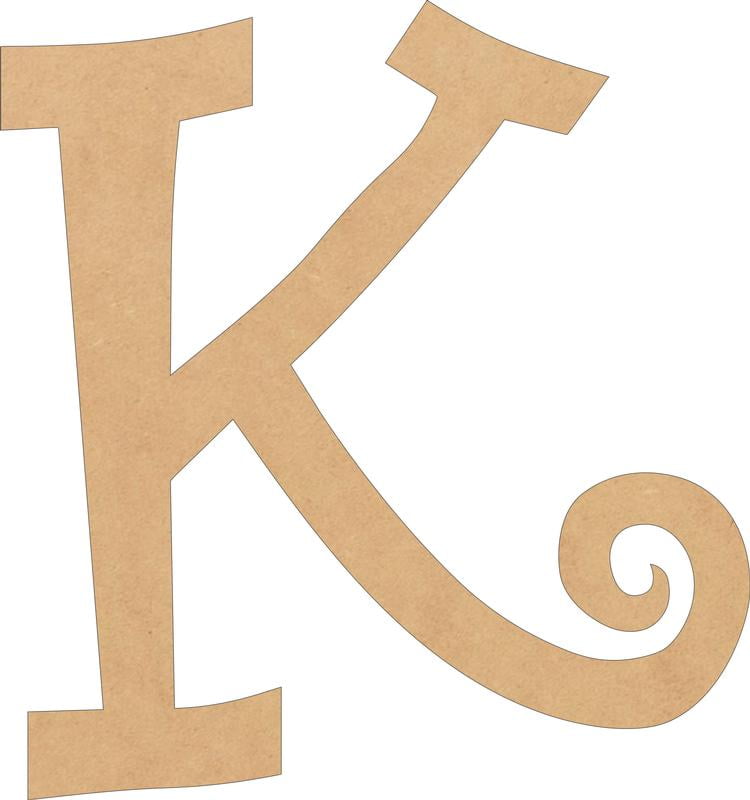 Wood Curlz Letters, Unfinished 20'' Tall Alphabet K, Wooden Craft ...