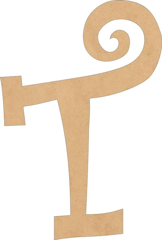 Wood Curlz Letters, Unfinished 20'' Tall Alphabet T, Wooden Craft ...