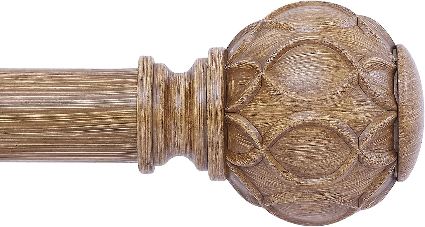 Wood Curtain Rods 66 To 120 Inch, 1 Inch Adjustable Long Drapery Rod ...