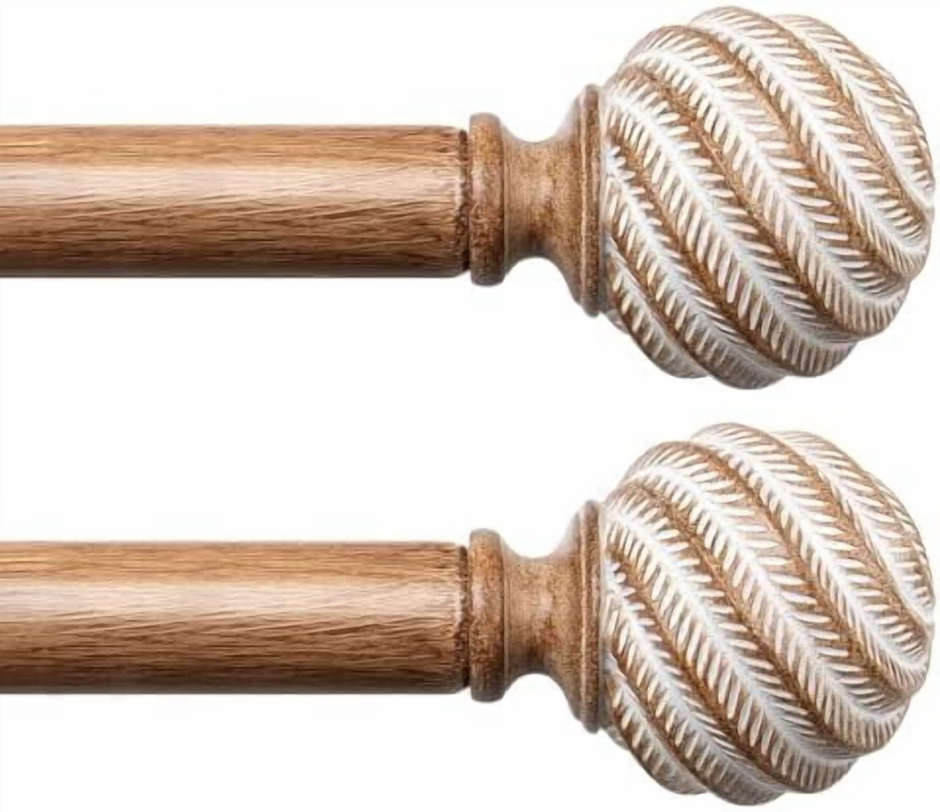 Wood Curtain Rods for Windows 2 Pack, 1 Inch Adjustable Heavy Duty ...