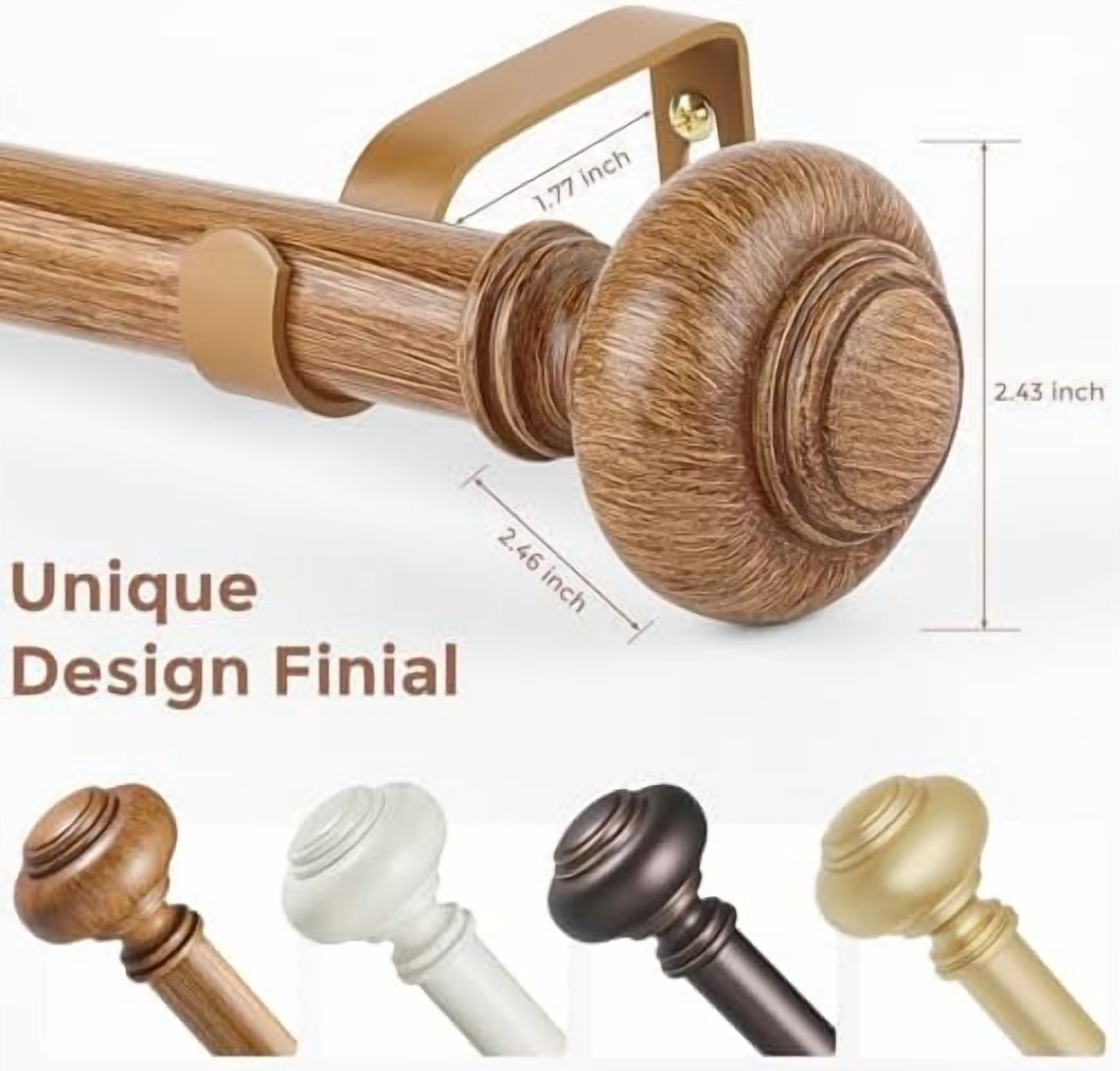 Wood Curtain Rods for Windows 30 to 56 Inch, Boho Vintage Decorative 1 ...