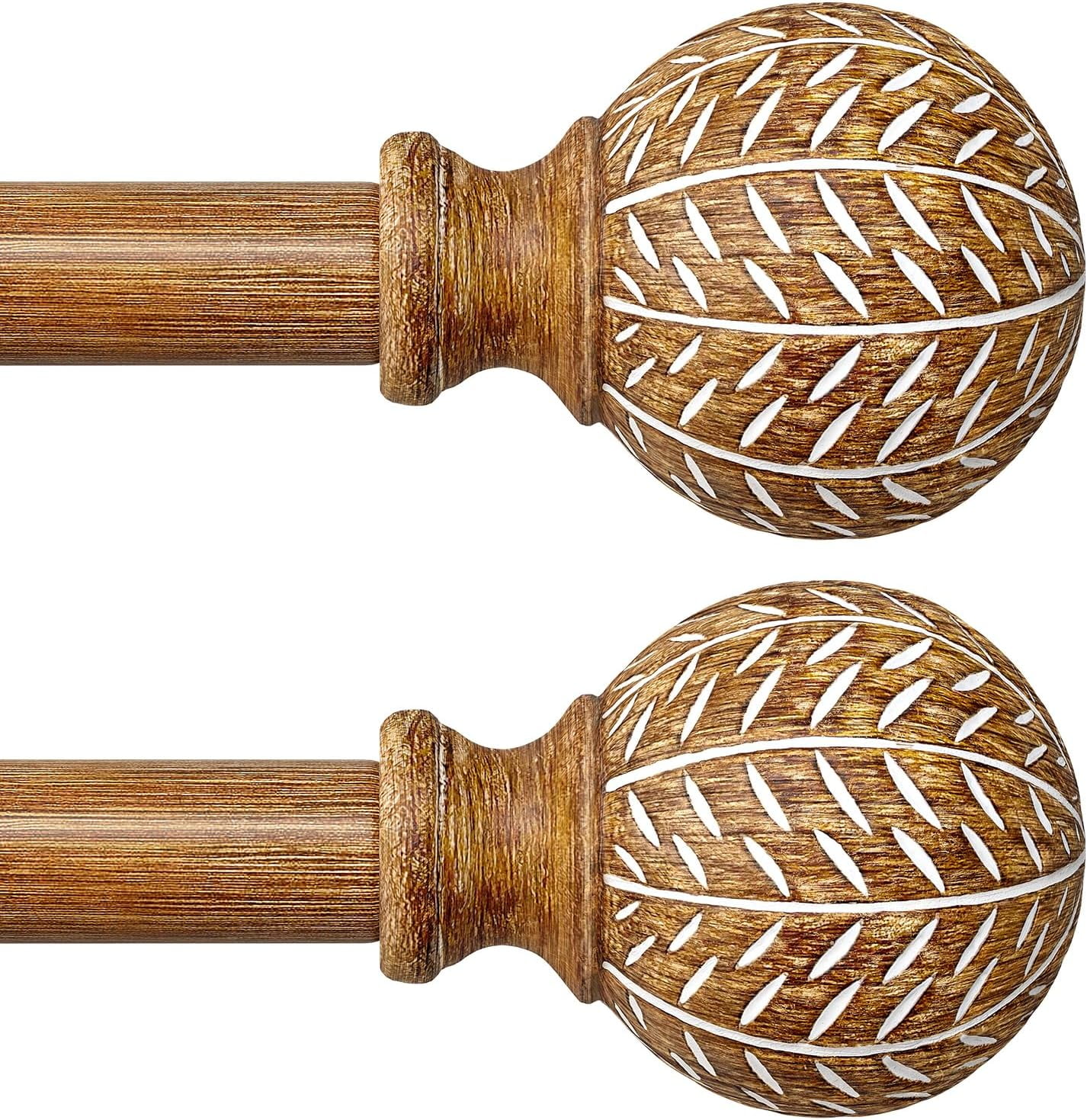 Wood Curtain Rods for Windows 48 to 84 Inch(4-7ft),1'' Diameter Drapery ...
