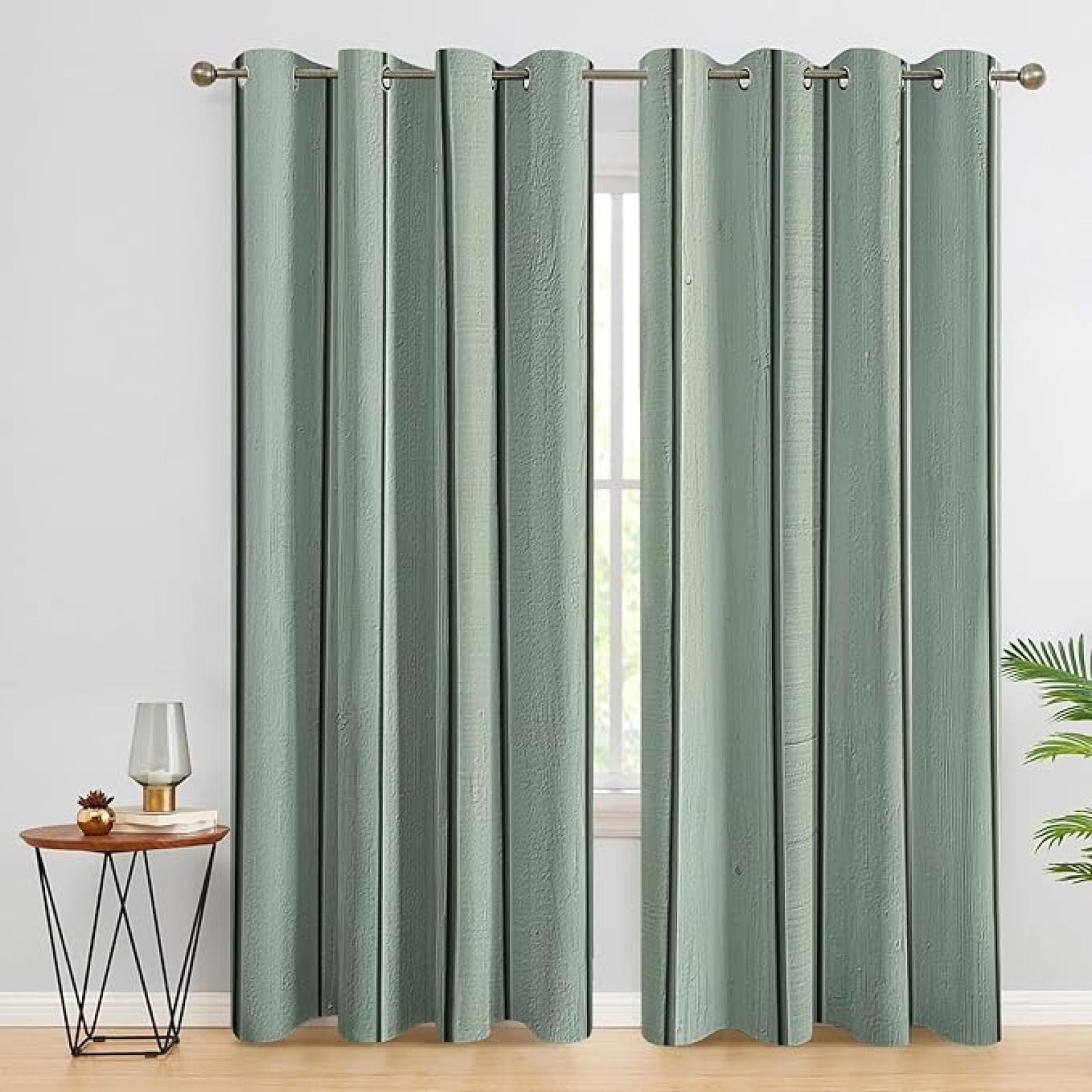 Wood Curtains For Bedroom - Wooden Window Curtains, Sage Green Drapes ...