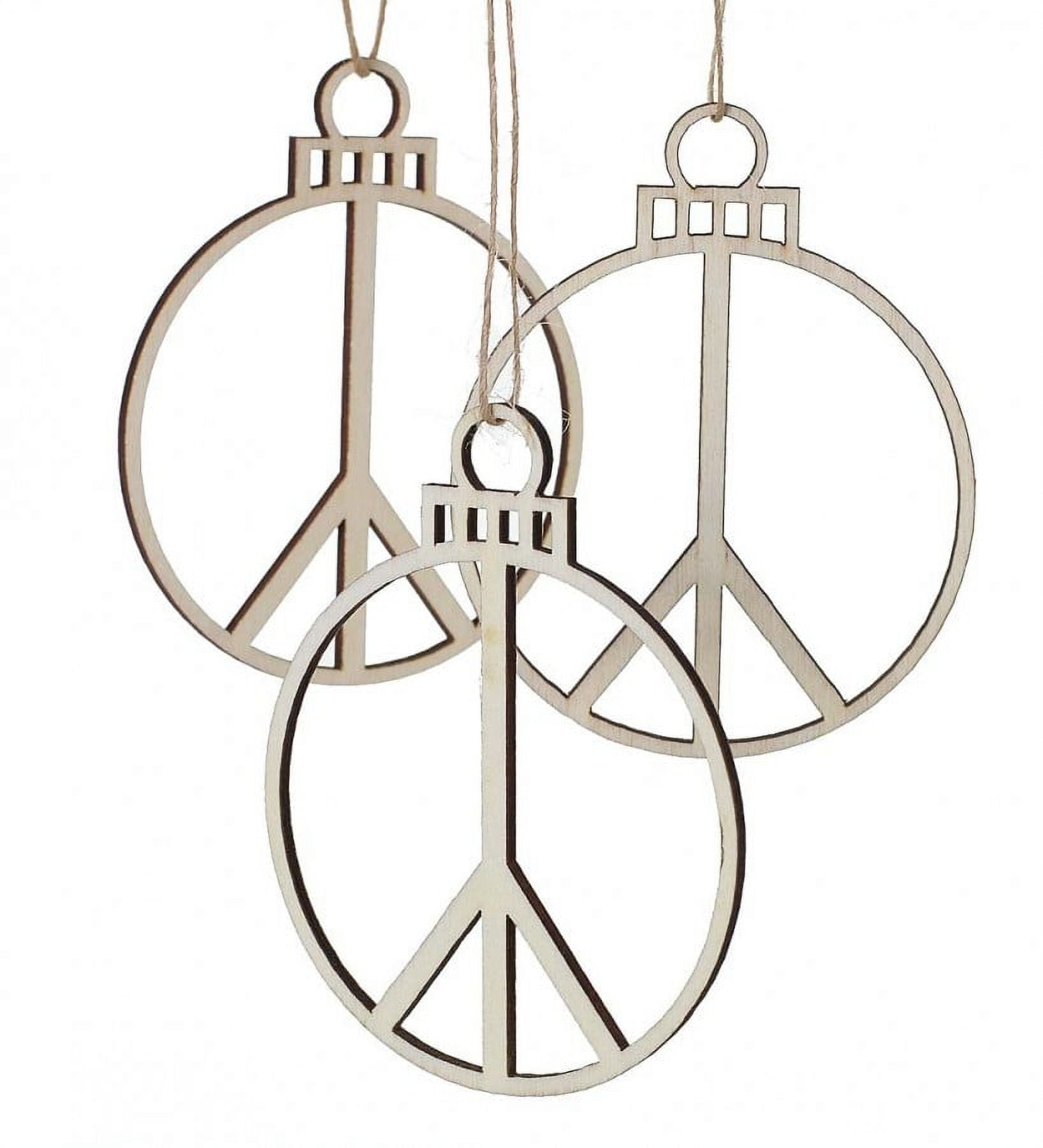 Wood Cut Peace Ornaments, Set of 3 - Walmart.com