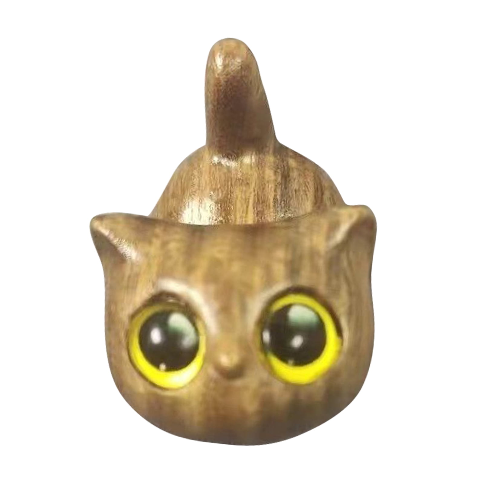 Wood Cute Cat,2" Sandalwood Hand Carved Kitten Wood Statue,Treasure Cat ...