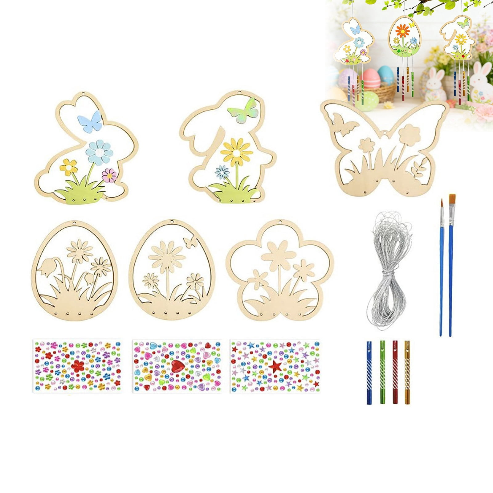 Wood Cutouts for Crafts Unfinished Ornaments DIY with Rabbit to Paint ...