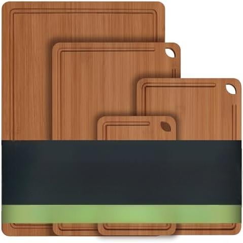 Wood Cutting Board, Carbonized Bamboo Cutting Boards Set With Smooth ...