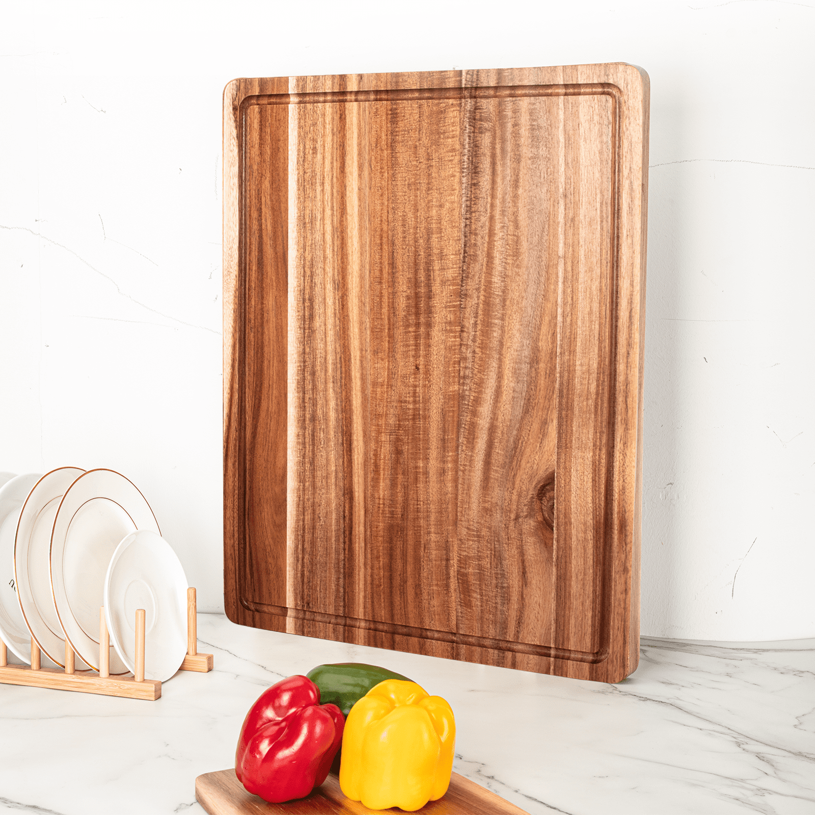Wood Cutting Board, Kitchen Thicken Chopping Board with Juice Groove ...
