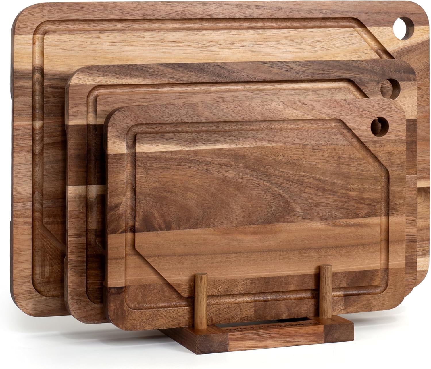 Wood Cutting Boards For Kitchen, Wood Cutting Board Set with Juice ...