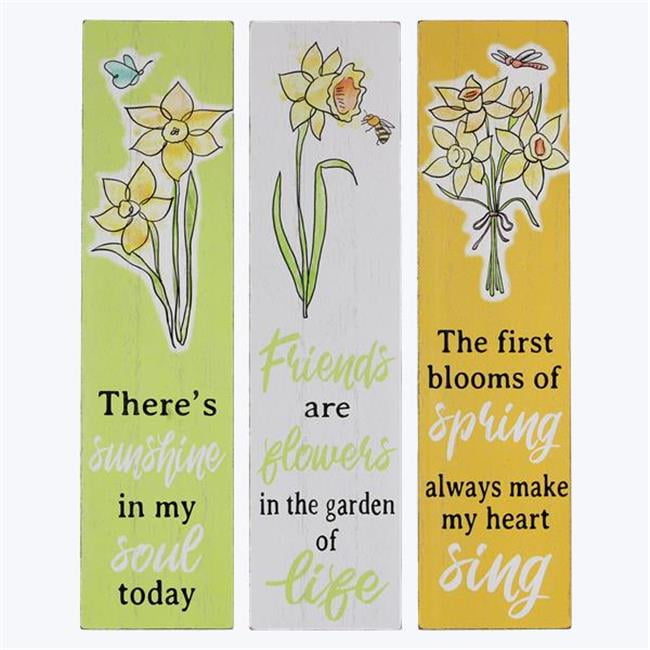 Wood Daffodil Wall Sign, Assorted Color - 3 Piece - Walmart.com