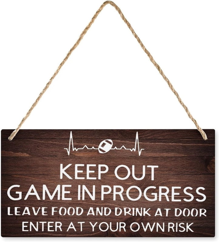 Wood Decor Football Keep Out Game In Progress Hanging Wooden Sign Wall ...