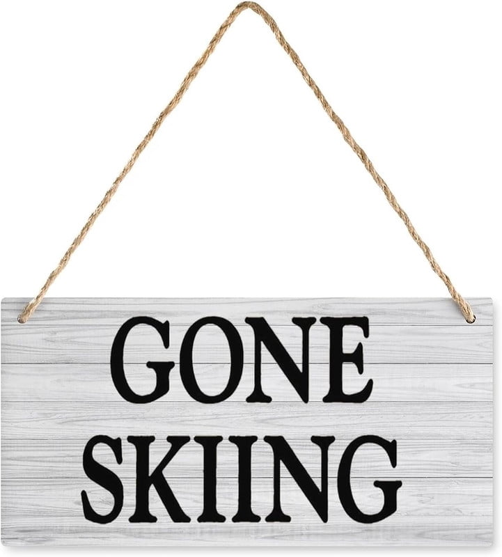 Wood Decor Gone Skiing Home Decorative Printed Wood Wall Art Sign Yard ...