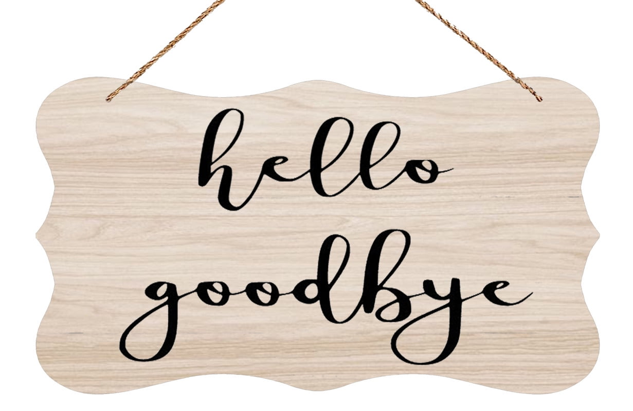 Wood Decor Hello Goodbye Welcome Greeting Door Wooden Wall Art Decor ...