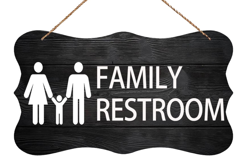 Wood Decor Sign Family Restroom Sign Farmhouse Wall Art Rustic Bedroom ...