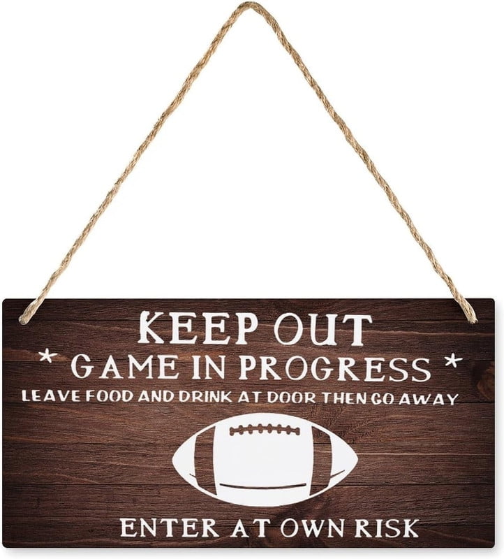 Wood Decor Sign Football Keep Out Game In Progress Home Wooden Door ...