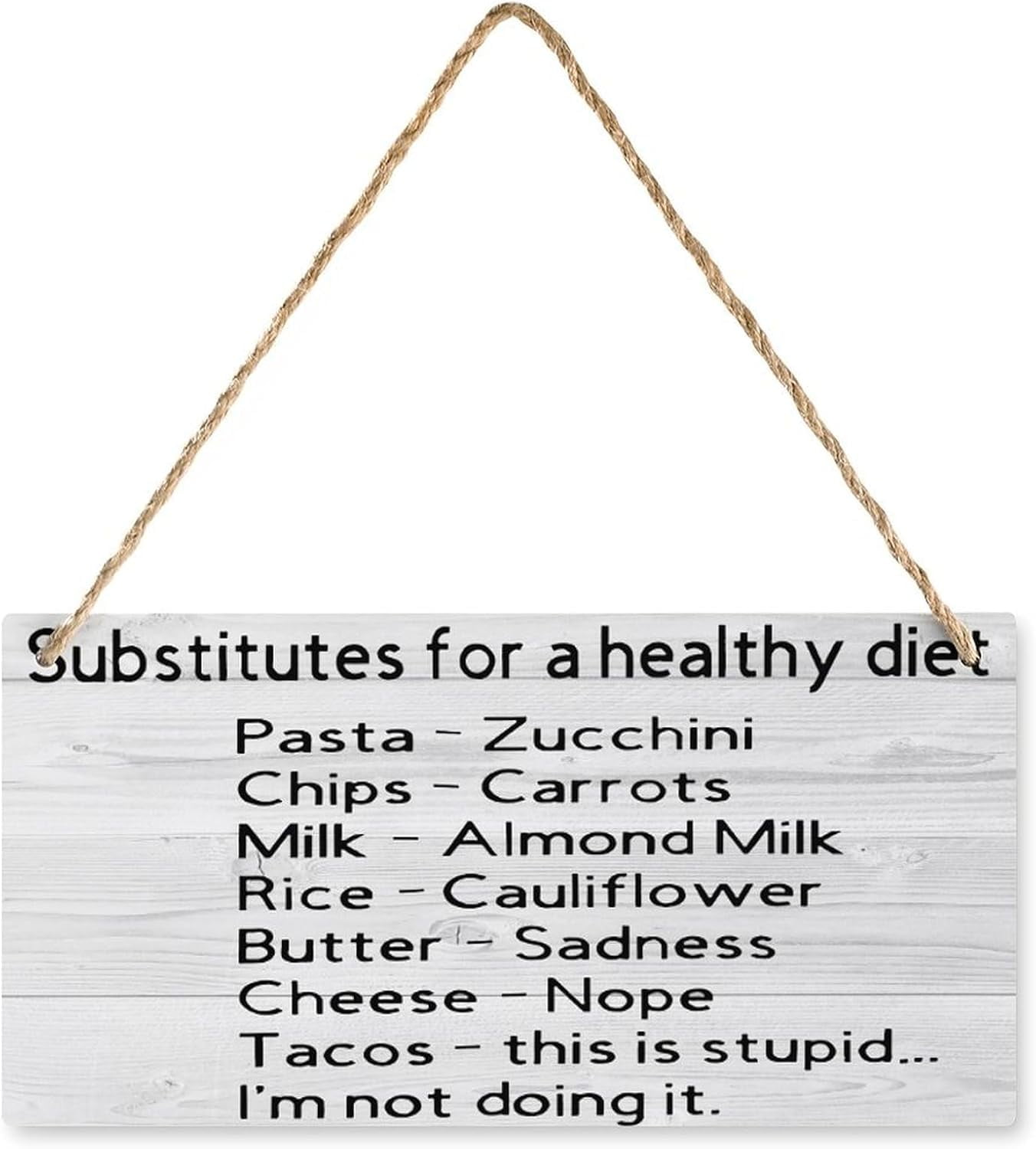 Wood Decor Sign Substitutes For Healthy Diet Wooden Sign, Rustic Home ...