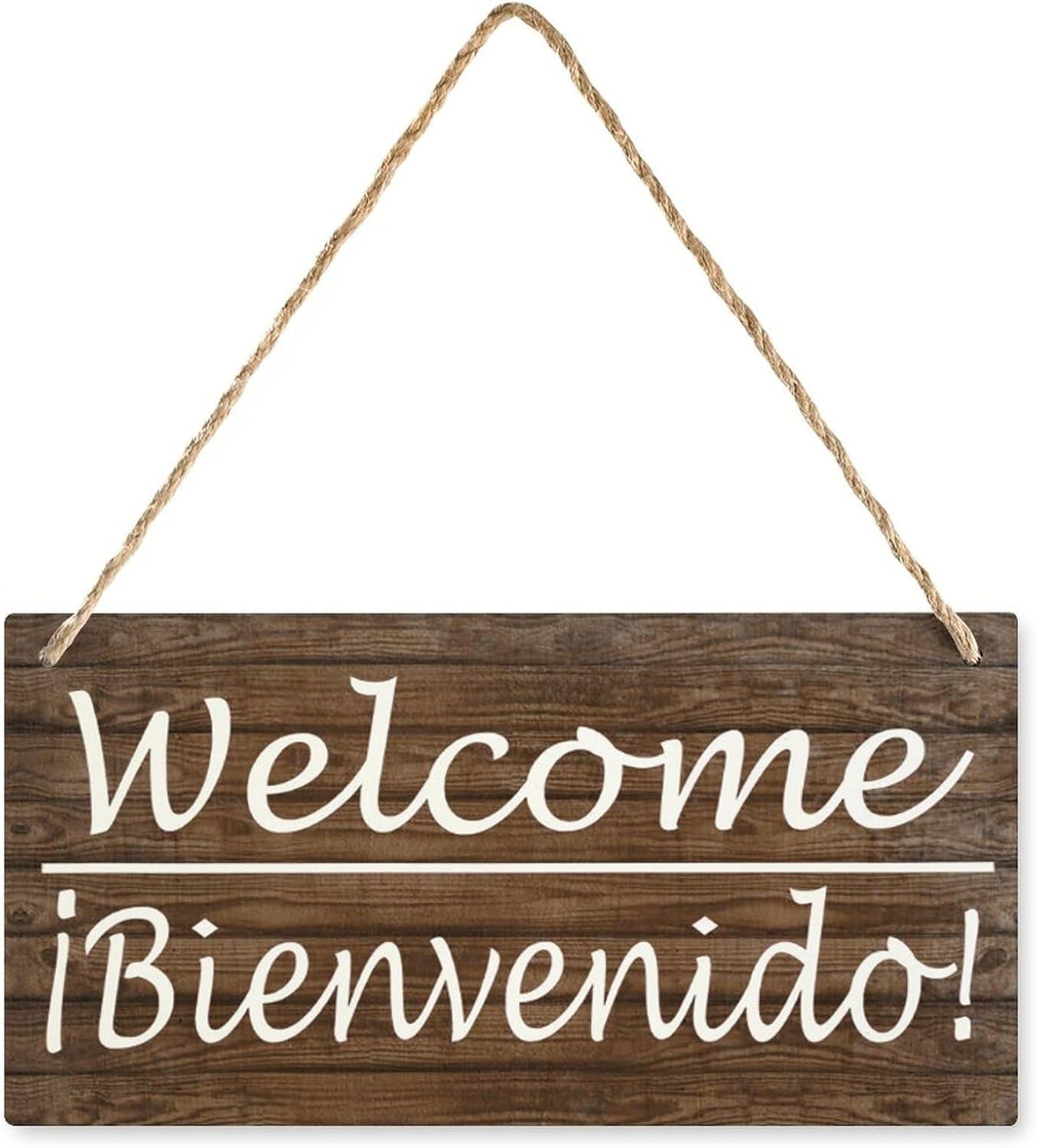 Wood Decor Sign Welcome Bienvenidos Wood Spanish Sign Retro Wooden ...