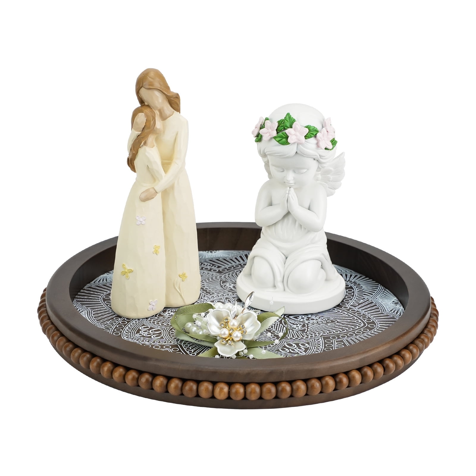 Wood Decorative Beaded Trays, Rustic Coffee Table Tray for Boho Home ...