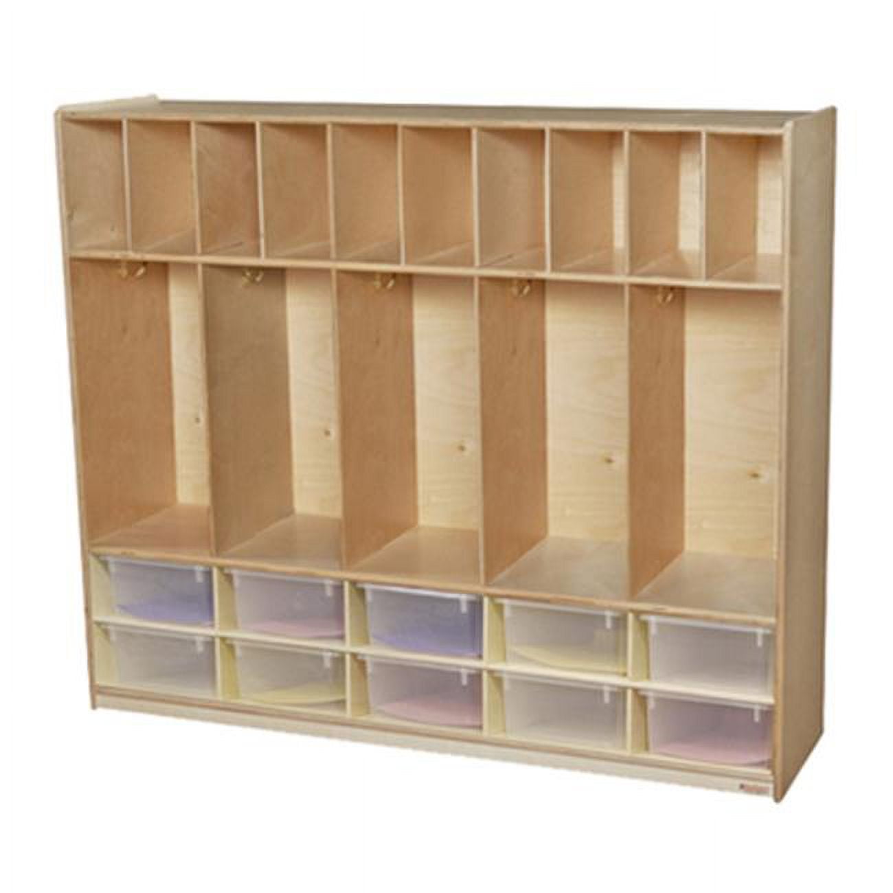 Wood Designs 990316CT Five Section Locker With Translucent Cubby Trays ...