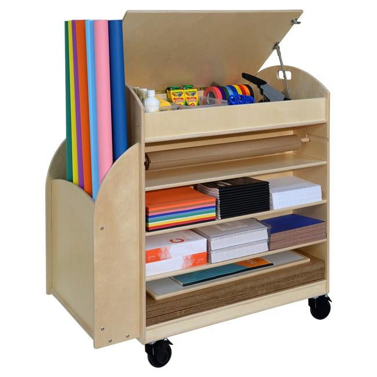 Wood Designs Makers Cart - 45x44x24 in. Rolling Wooden Drawers Craft ...