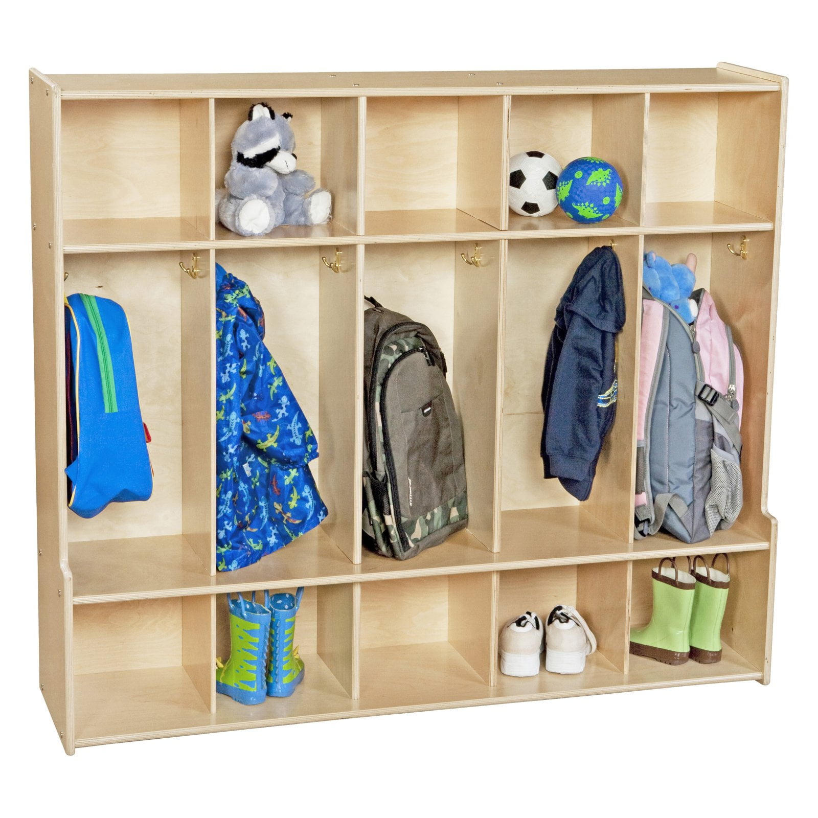 Wood Designs Contender 54 in. 5 Section Seat Locker - Walmart.com